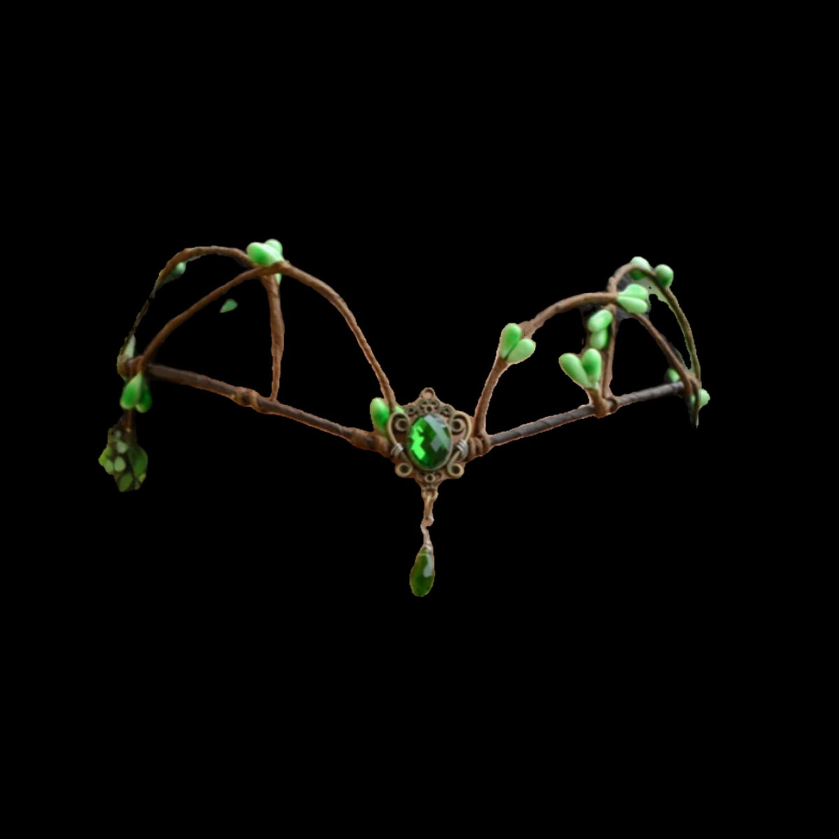 Handmade Woodland Green Stone Crown - Odin's Treasures