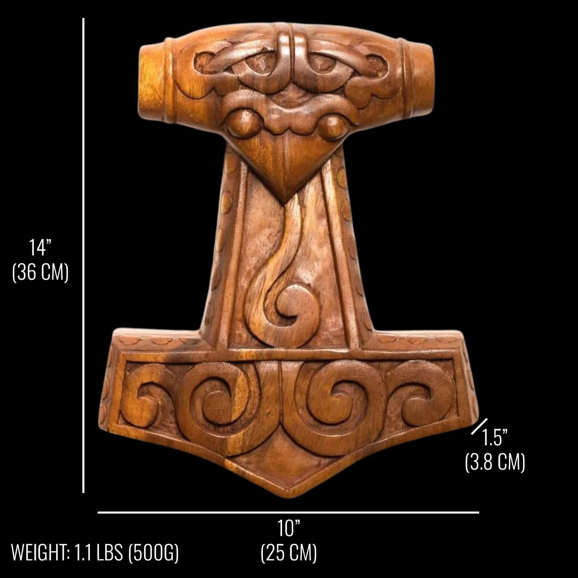 Hand Carved Wooden Mjölnir - Odin's Treasures